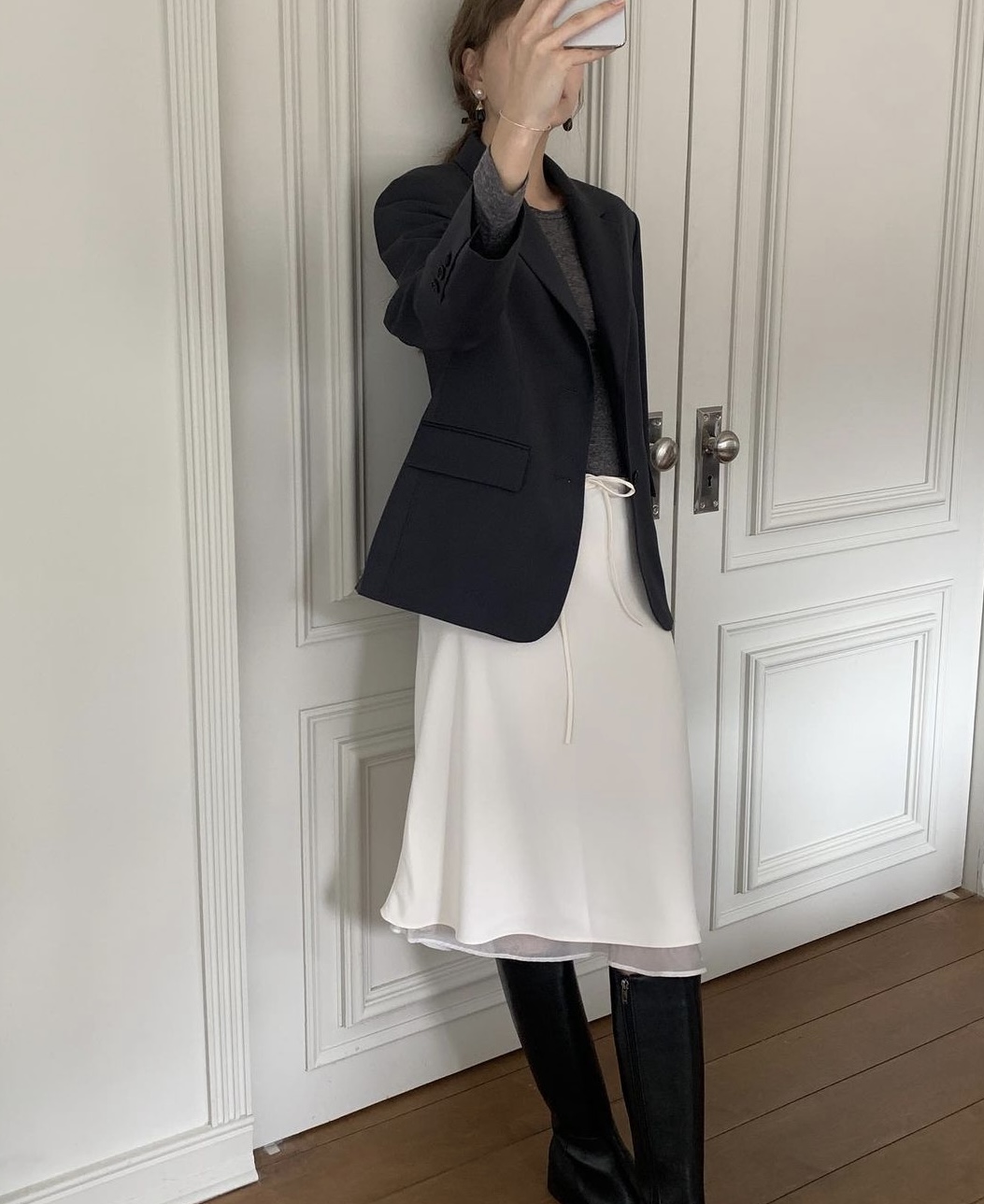 나우어데이즈 riette 리에뜨 셀리 스커트 스트링 A라인 플레어 롱 sk (2col)