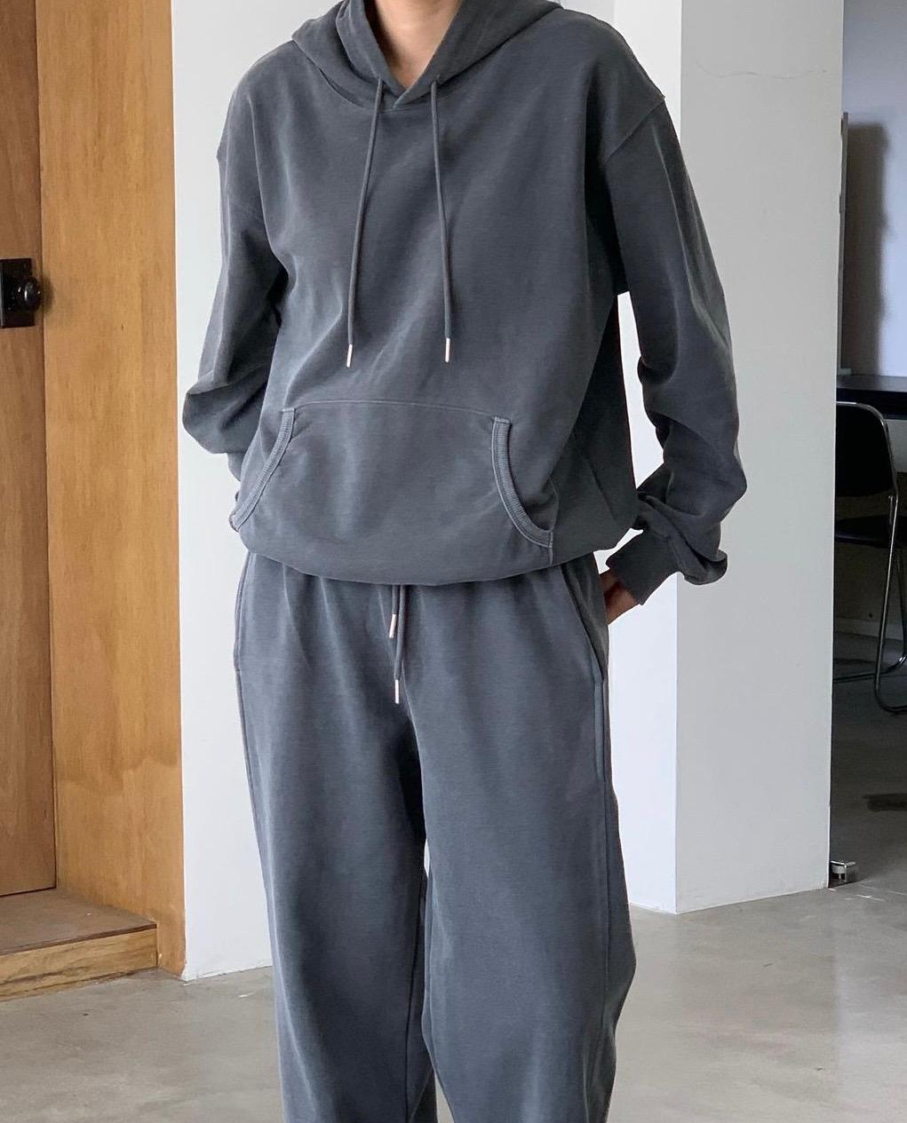 오브젝트 다잉 후드 세트 코튼 맨투맨 밴딩 팬츠 set (2col)