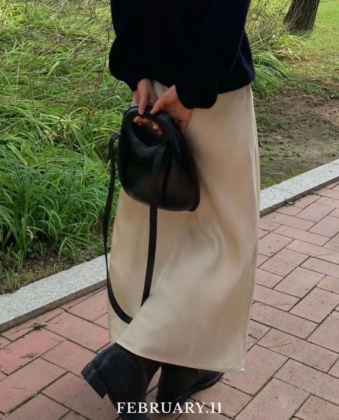 feb11 페브러리 실크 스트링 스커트 A라인 롱 sk (2col)