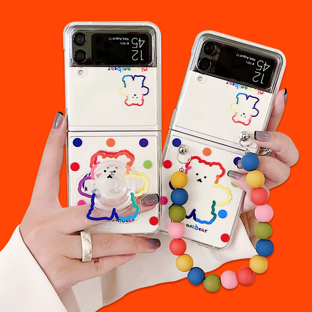 모이몰 삼성 갤럭시 Z플립5 Z플립4 Z플립3 슬림 투명 하드 곰돌이 캐릭터 그립톡 스트랩 지플립5 지플립4 지플립3 제트플립5 제트플립4 제트플립3 플립5 플립4 플립3 케이스