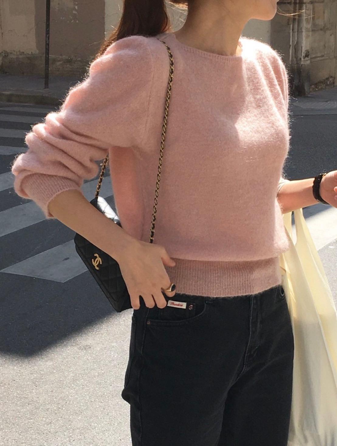 founders 파운더스 아멜리 니트 모헤어 울 긴팔 보트넥 페미닌 nt (3col)