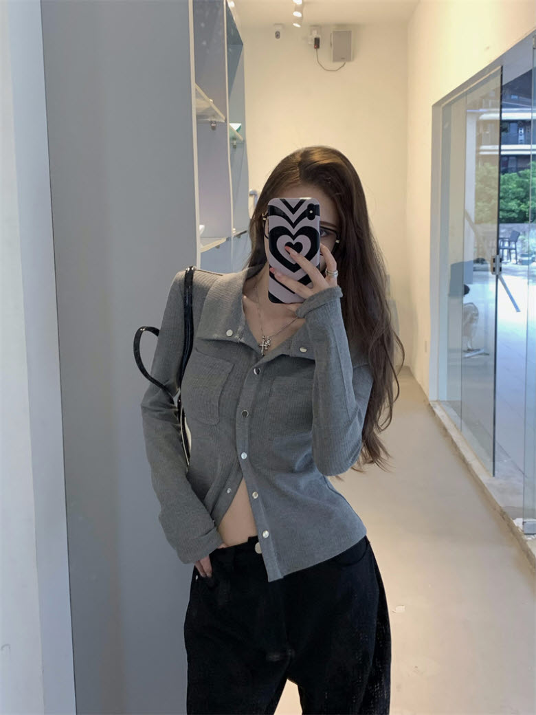 [2col/힙무드/여리핏]똑딱이포켓셔츠가디건 Selfie