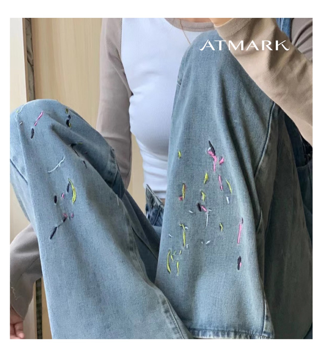 포스티 - ATMARK (77까지)유니크자수데님팬츠_AA36PT030G