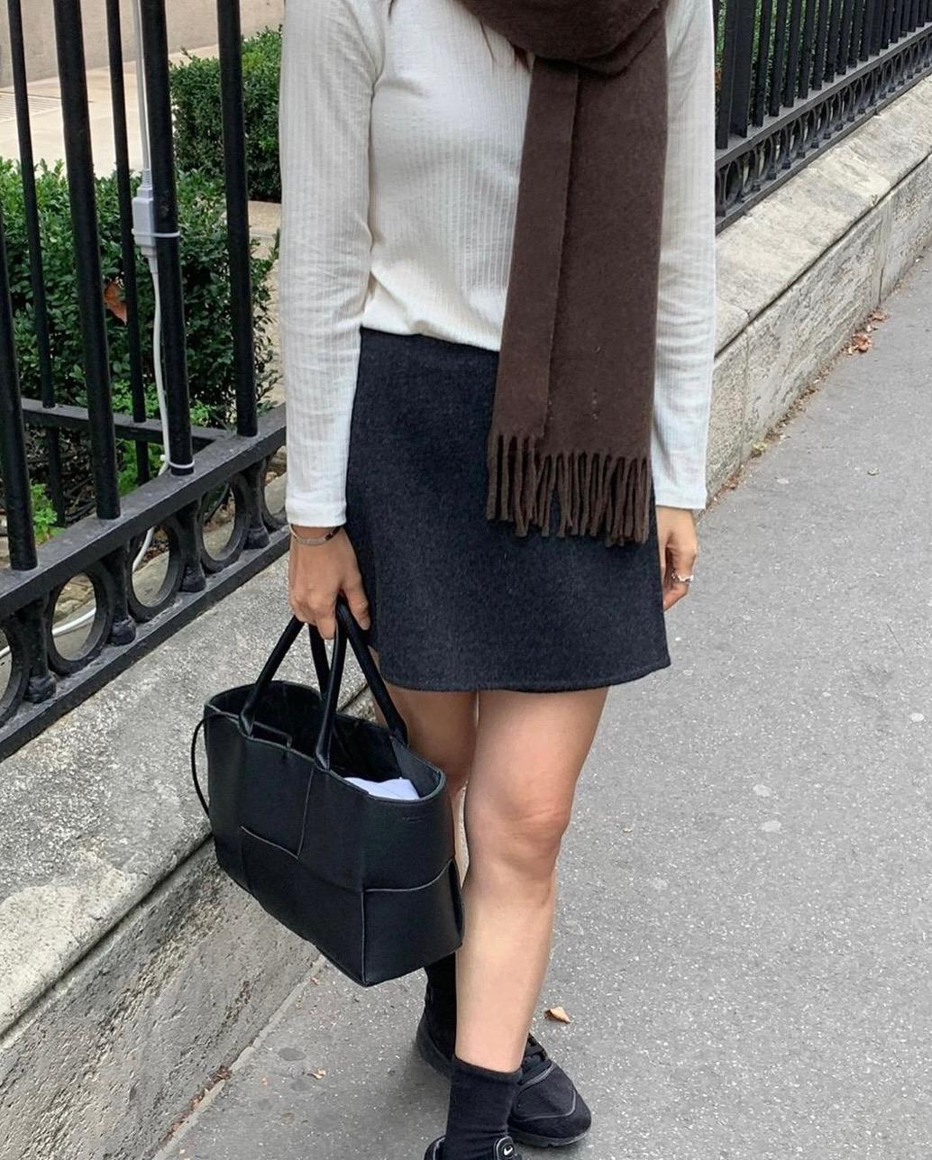 나우어데이즈 BR 브런치 모이 랩 스커트 캐시미어 울 핸드메이드 미니 sk (2col)