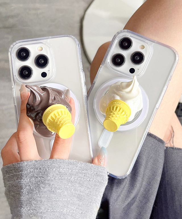 모이닷컴 맥세이프 아이스크림 그립톡 세트 마그네틱 자석 링 투명 실리콘 범퍼 아이폰15 아이폰14 아이폰13 아이폰12 아이폰11 프로 맥스 심플 유니크 디자인 케이스