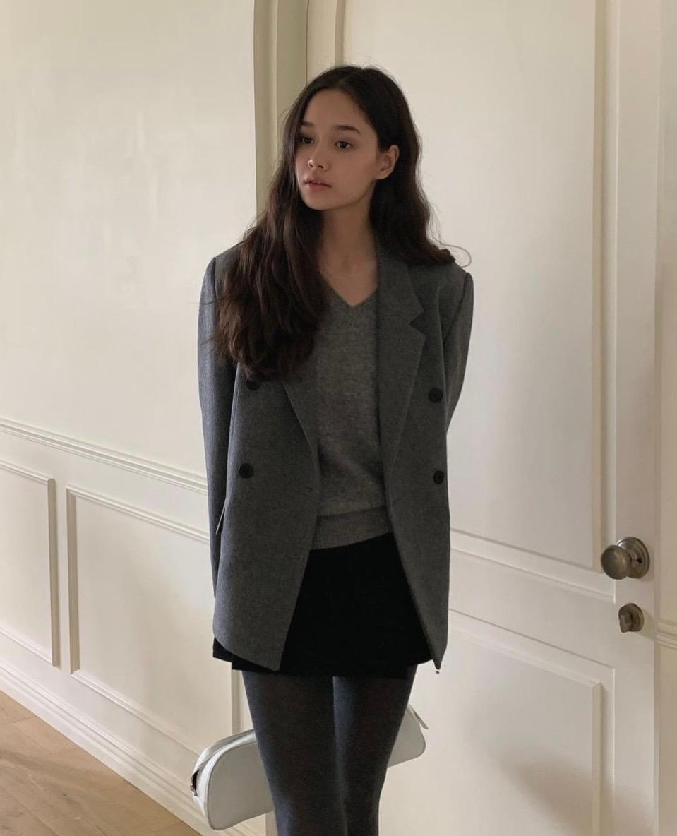 나우어데이즈 riette 리에뜨 메르 더블 자켓 울 긴팔 카라 jk 반바지 세트가능 (2col)