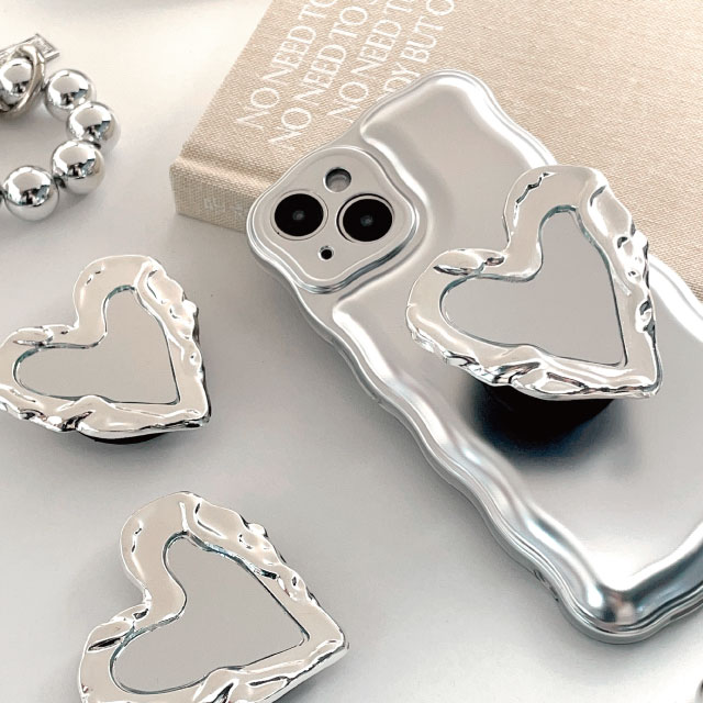 나인틴프라이데이 무료배송🚛당일출고 실버 하트 미러 거울 맥세이프 그립톡 스마트톡 힙한 귀여운 레트로 키치 아이폰 갤럭시 친구 생일 선물 우정 커플 우정템 커플템