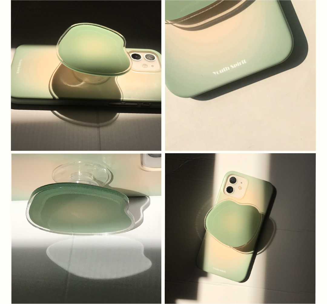 유스스피릿 무광초록 그라데이션 안개 달 자연시리즈 감성무드 아이폰케이스 커플 우정 하드 플라스틱 핸드폰케이스 갤럭시 핸드폰 Xr Xs 11 12 13 프로 미니 14 15