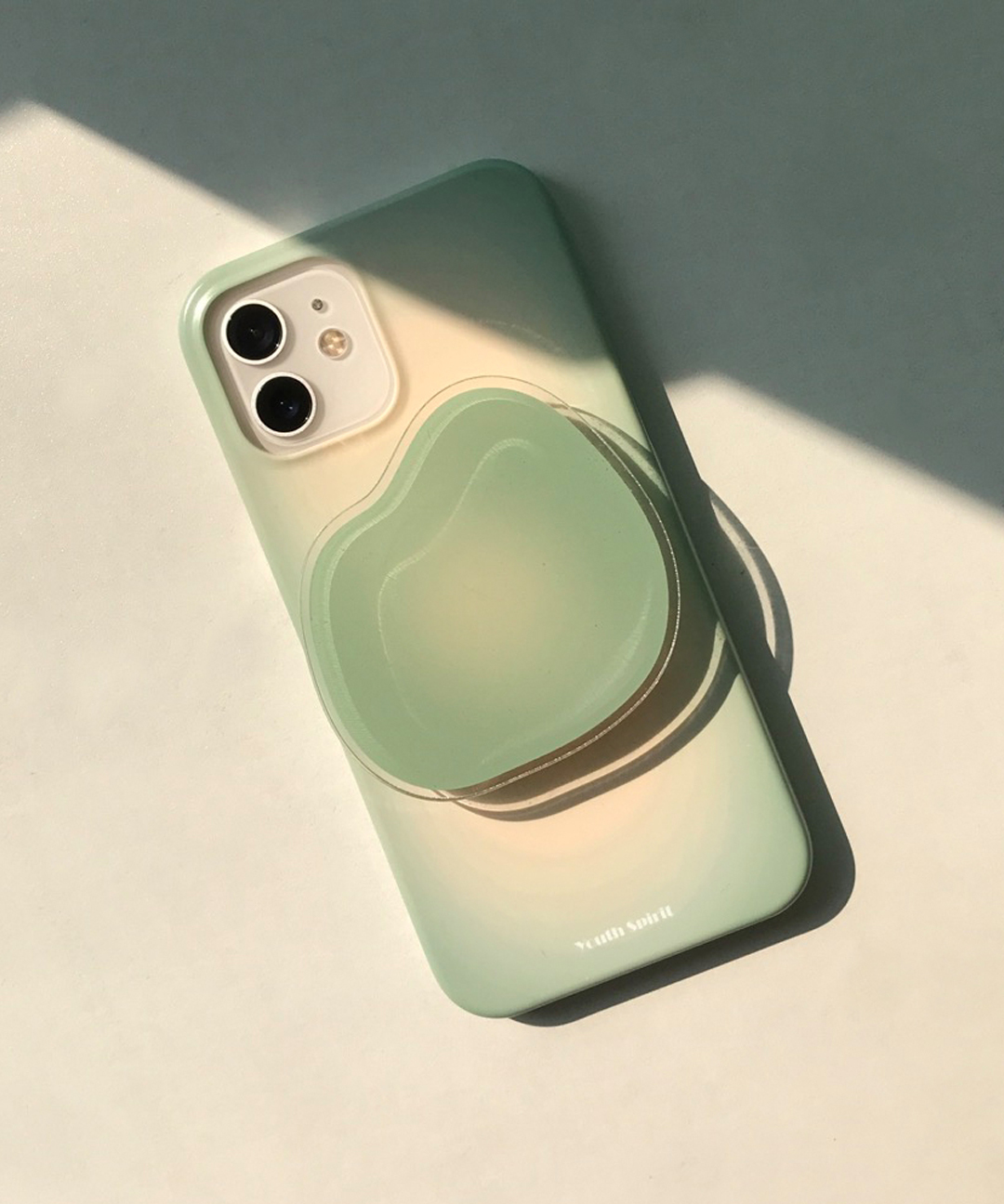 유스스피릿 무광초록 그라데이션 안개 달 자연시리즈 감성무드 아이폰케이스 커플 우정 하드 플라스틱 핸드폰케이스 갤럭시 핸드폰 Xr Xs 11 12 13 프로 미니 14 15