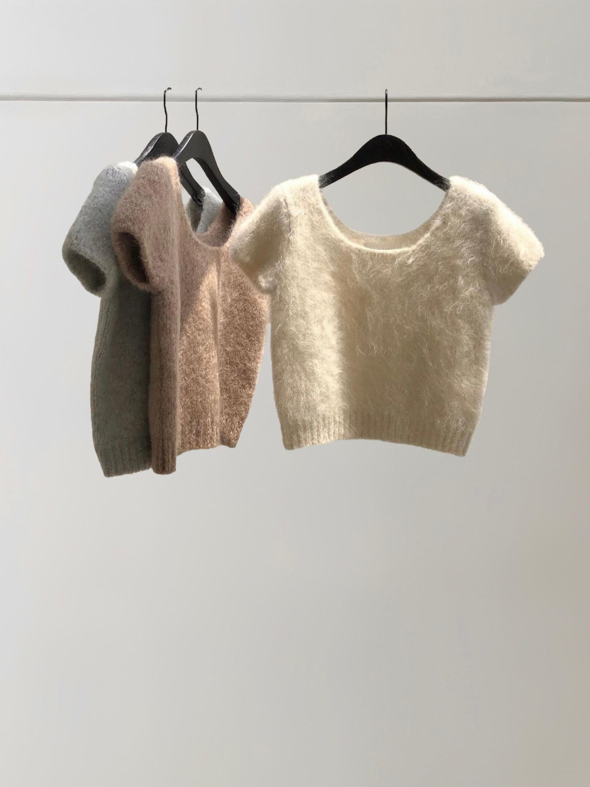 나우어데이즈 OUNCE 온스 릴리 알파카 하프 니트 모헤어 유넥 반팔 nt (3col)