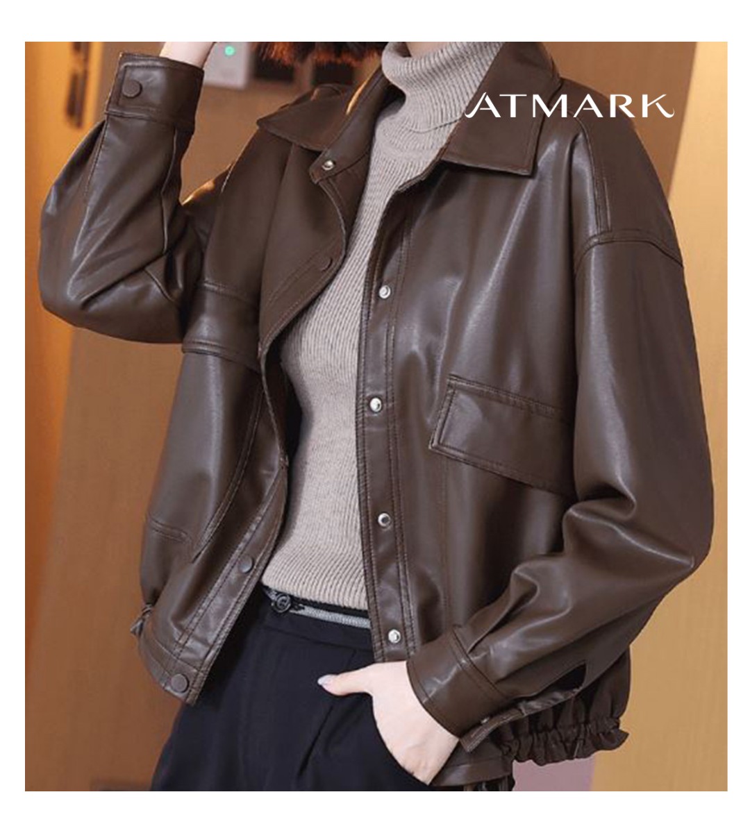ATMARK (77까지)스냅버튼레더점퍼_AA36JP012G