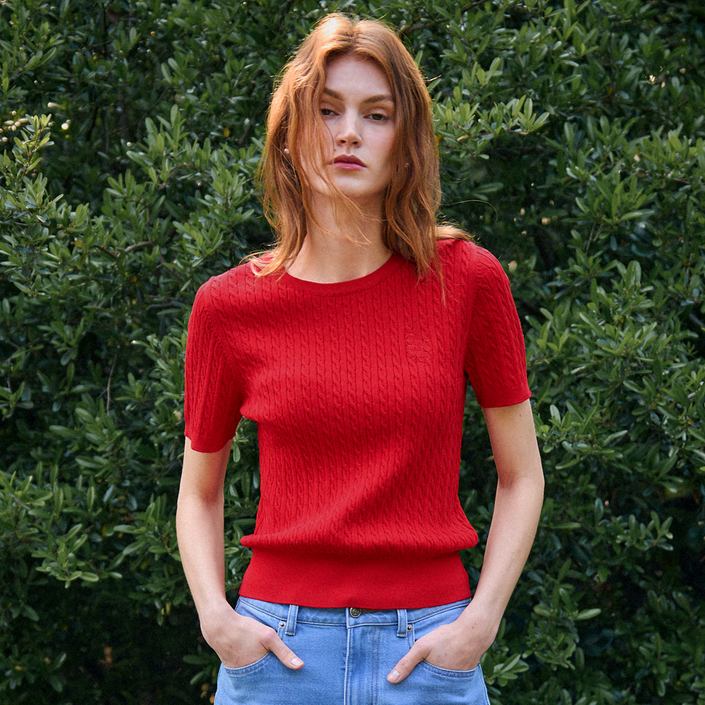 WOMAN GNRL 케이블 하프 니트 [6COL]