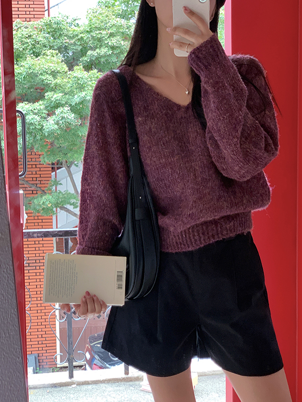 유리에 니트1등🏆핏보장♡ [here you] shy V knit - 8color (* 봄니트/브이넥니트/벚꽃룩/개강룩/데이트룩)