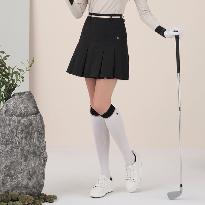 포스티 클리브랜드골프 전체플리츠 나일론스판 허리배색 여성 큐롯형 골프반바지골프웨어cgwpt31013bk