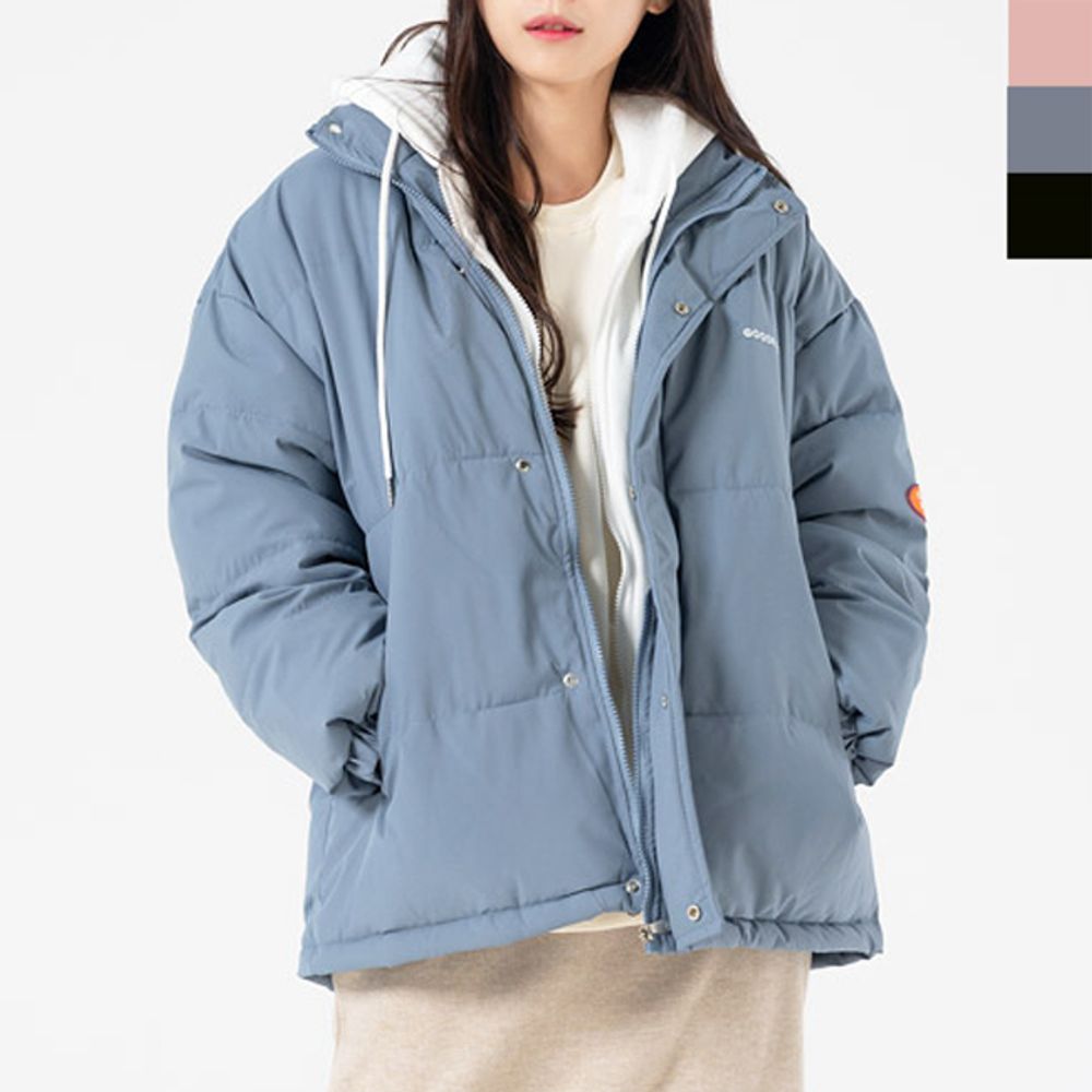 다온이상점 여자하프패딩 D42 여자 후드 레이어드 숏패딩 1p 하프 아우터 점퍼 하프패딩 여성숏패딩 여자숏패딩 숏패딩