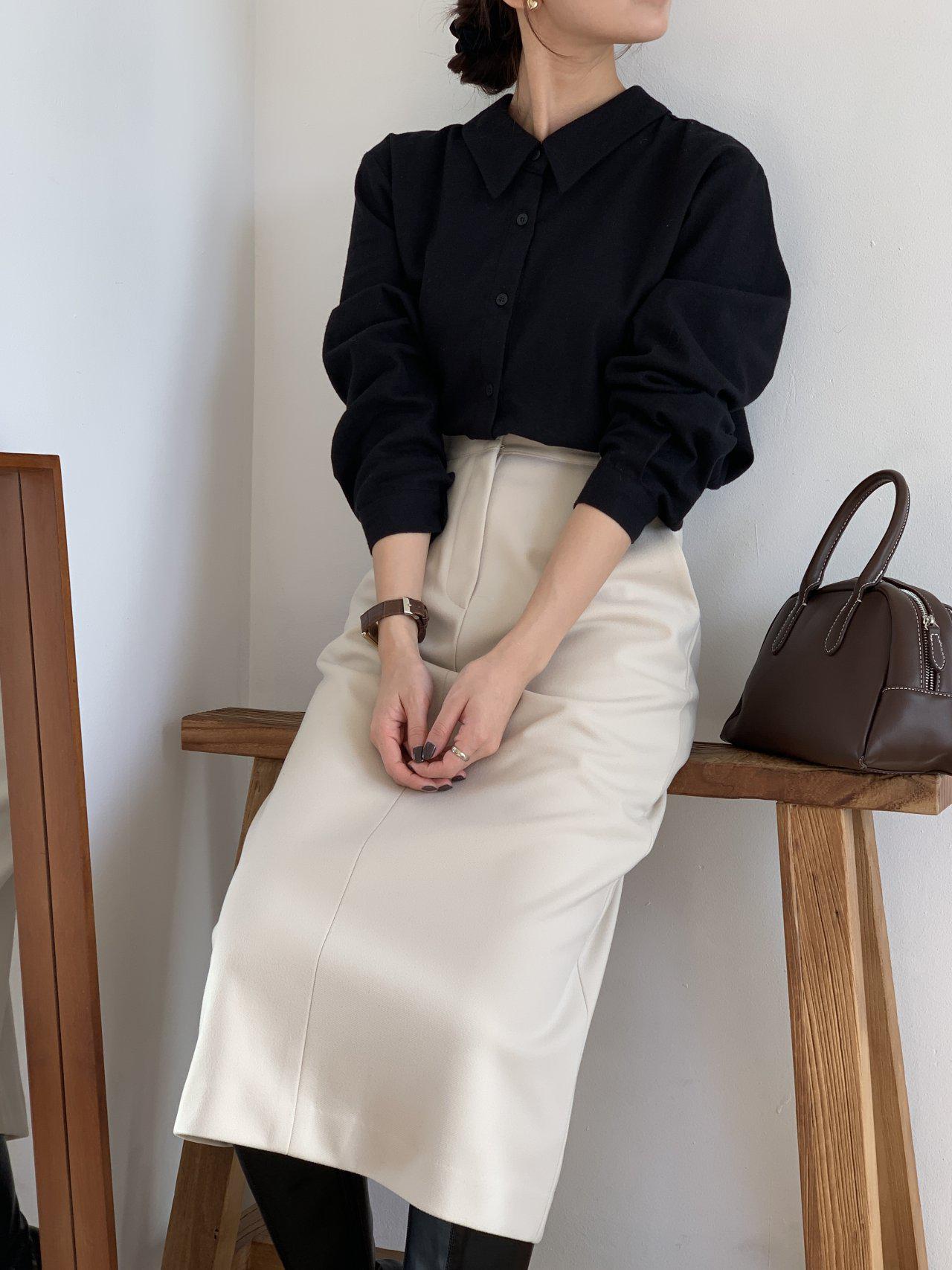 포리 울 롱 H라인 기모 스커트 (3col)