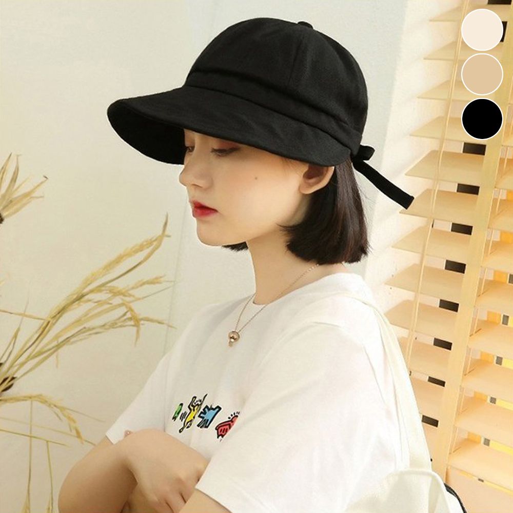 아리아리상점 썬캡 오픈모자 여름돌돌이 여자 귀여운 썬캡 챙넓은 버킷햇 뒷 리본 여름 휴양지 여자여름모자 돌돌이모자