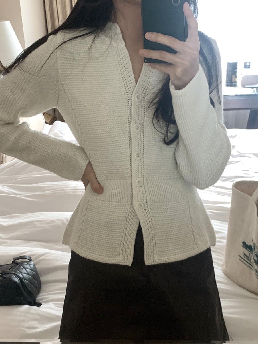 나우어데이즈 underson 언더슨 라인 니트 울 긴팔 브이넥 가디건 (3col)