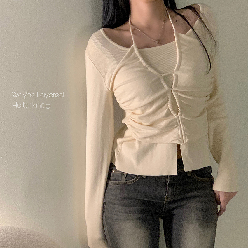 리즈리버 웨인 레이어드 홀터 니트 : wayne layered halter knit - 3 color