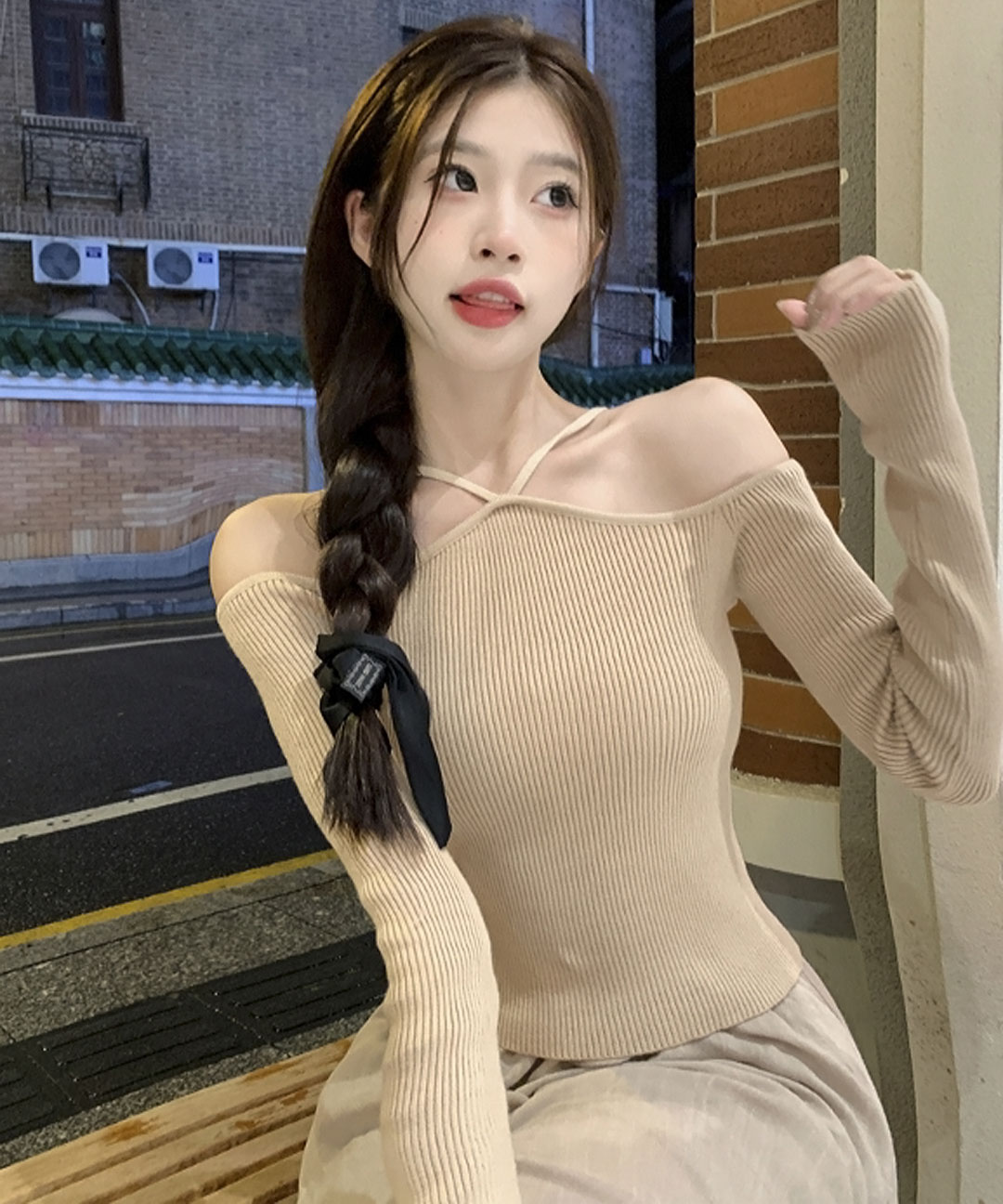 아이몰 페미닌 골지 오프숄더 울 니트 스웨터 2color 로맨틱 데이트룩