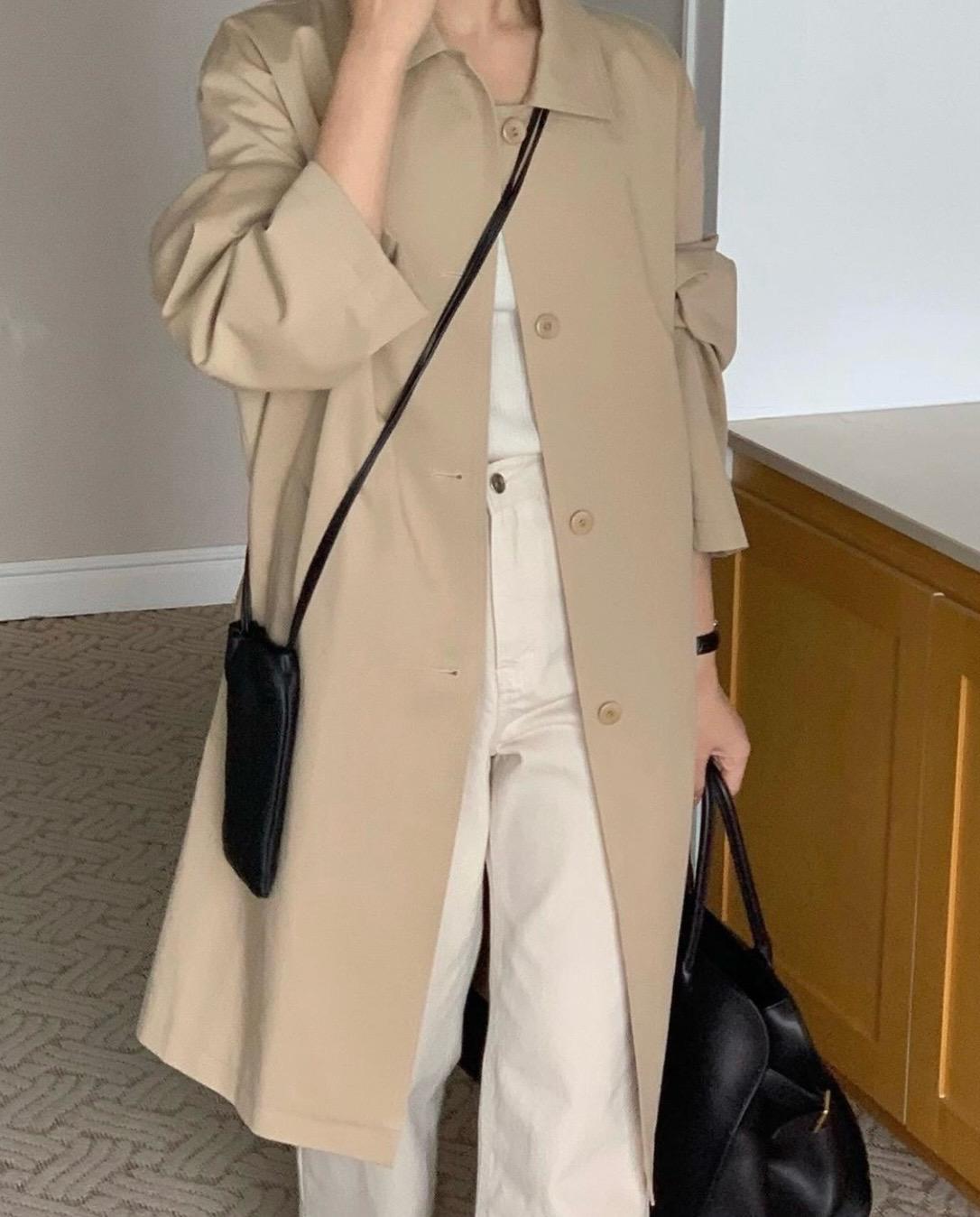 나우어데이즈 monique 모니크 멜번 트렌치 긴팔 카라 싱글 롱 코트 (2col)