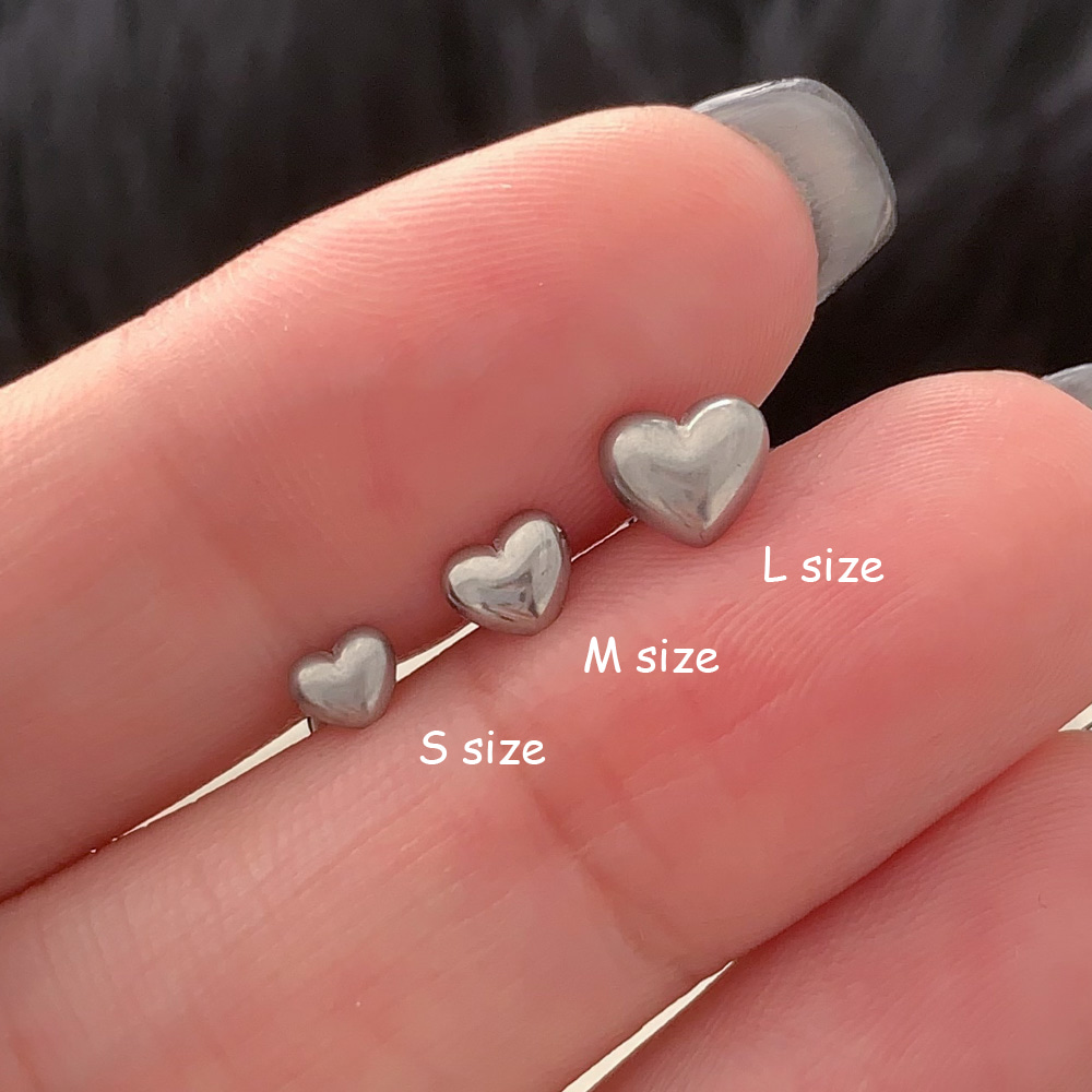 블루씨티 [단독/국내제작] 엠보 하트 실버 메탈 써지컬스틸 귓바퀴 이너컨츠 미니 피어싱 3size