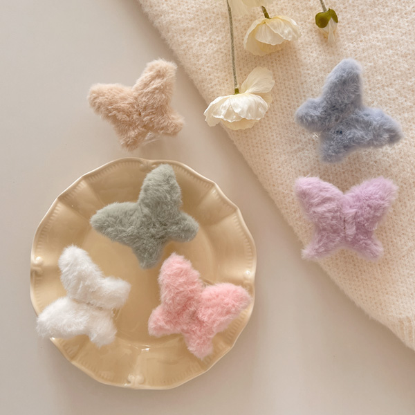 쁘띠러브 무배 빵빵한볼륨감 가을겨울 밍크 퍼집게핀 기모 헤어핀 대왕 꼬임 사각 나비 털집게핀 명품 머리핀 고급 올림머리 반머리 반묶음 머리집게 빅사이즈 미니 악어