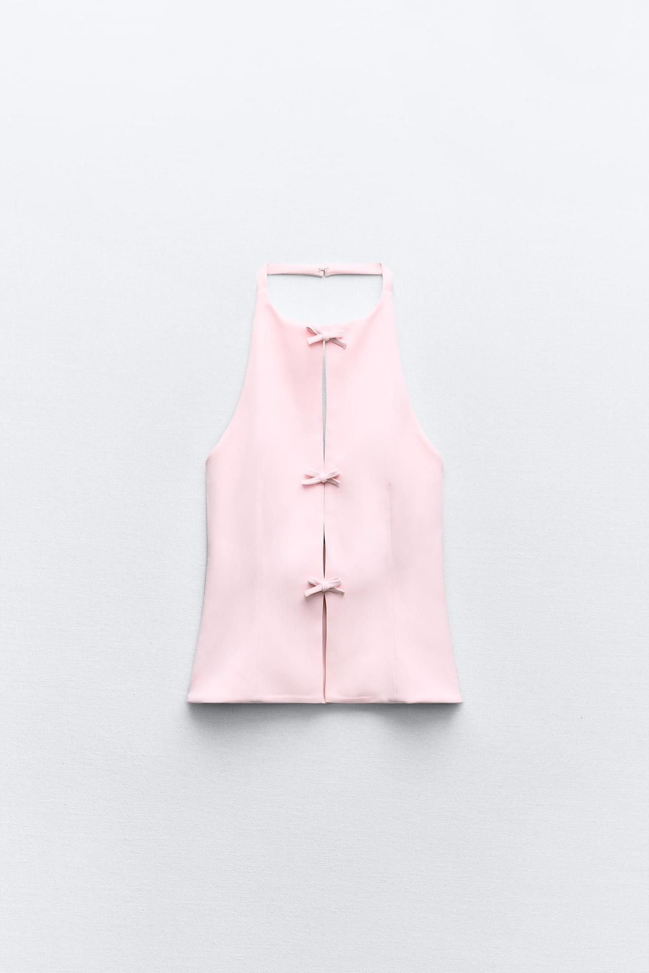 스페인샵 자라 리본 홀터 탑 4772/009 PASTEL PINK
