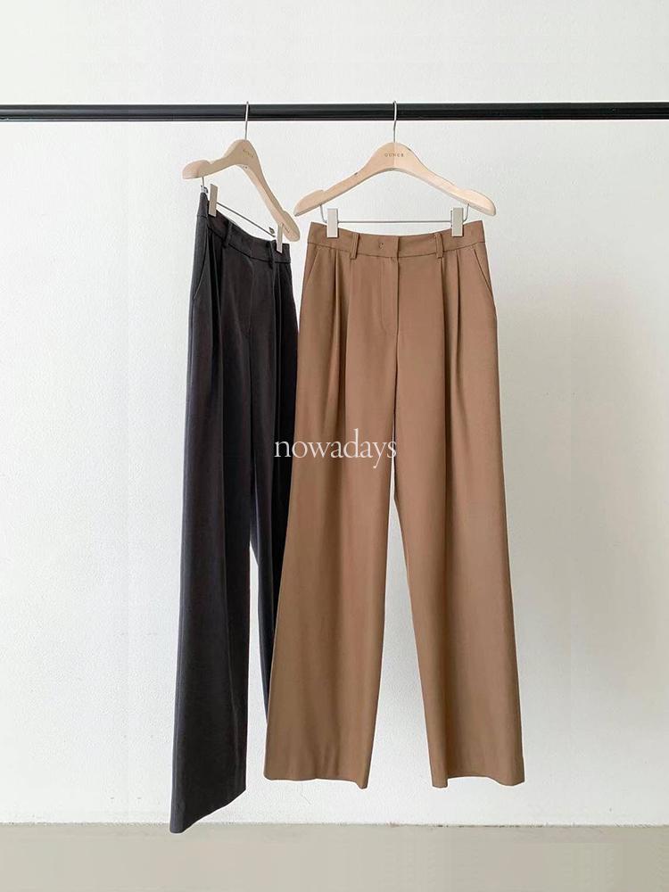 나우어데이즈 OUNCE 온스 울 투턱 슬랙스 팬츠 일자 와이드 핀턱 바지 (2col)