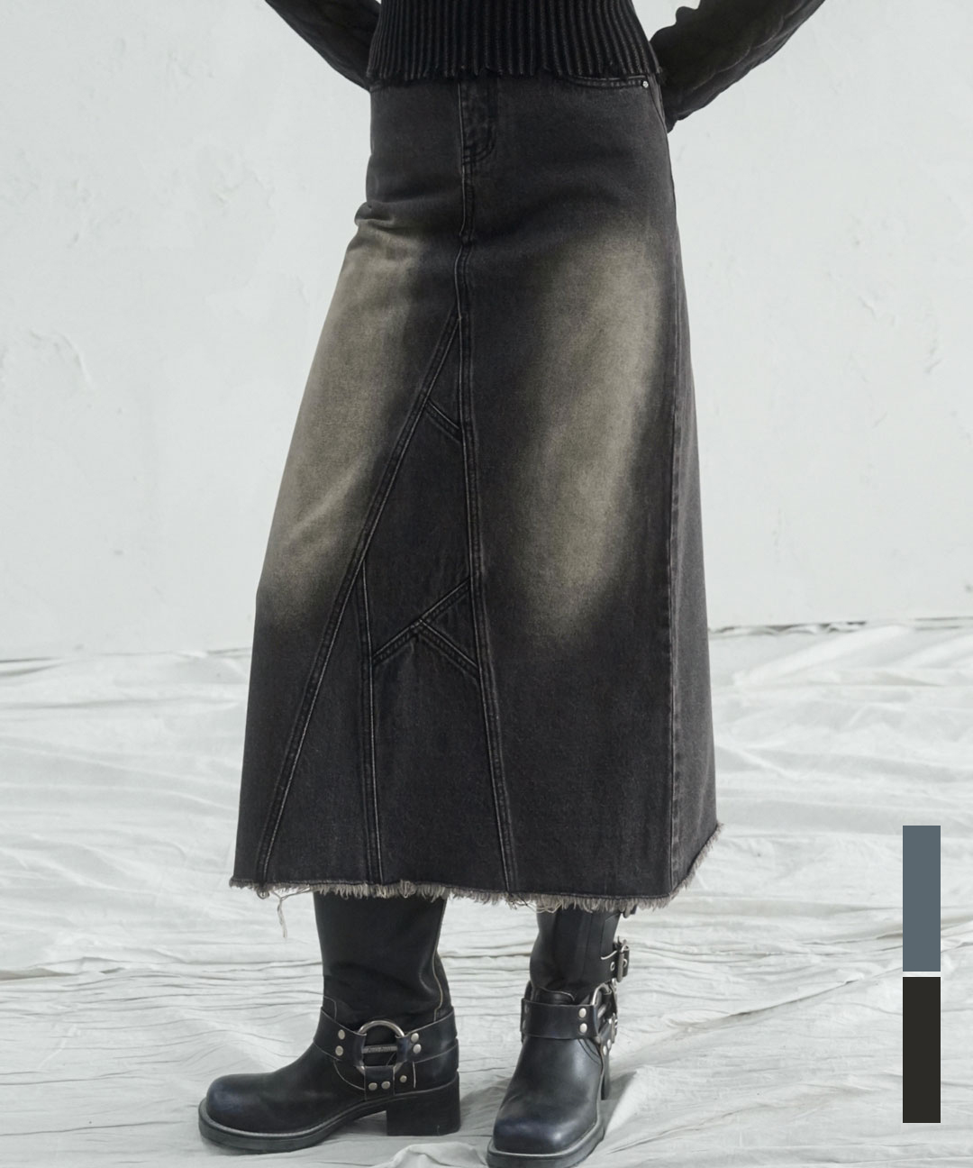 비바셔스 Branch Long Denim Skirt - 2COL