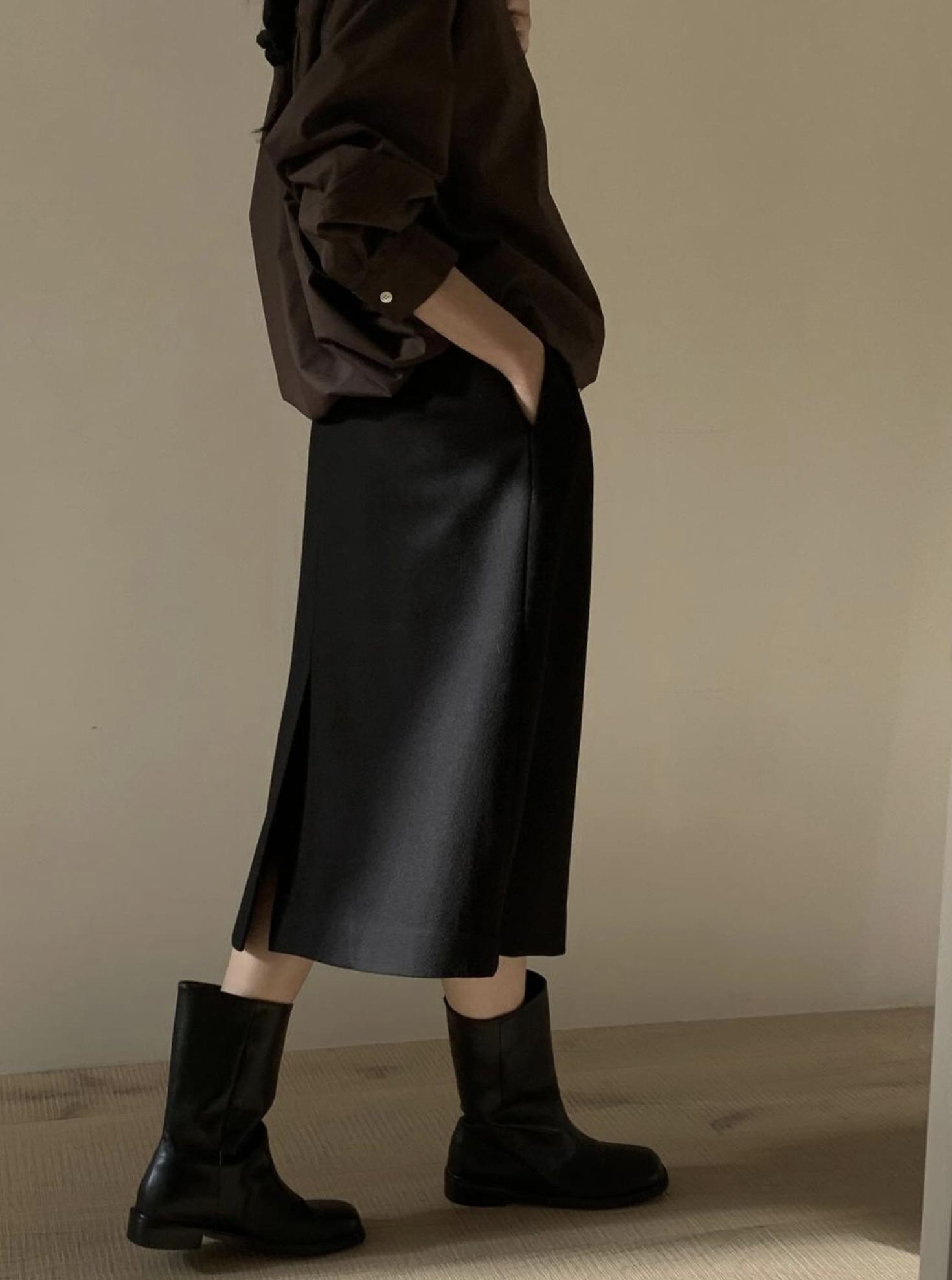 미멀 페브러리 feb11 디토 스커트 (2col) 에이치라인 울100 울치마 미디스커트