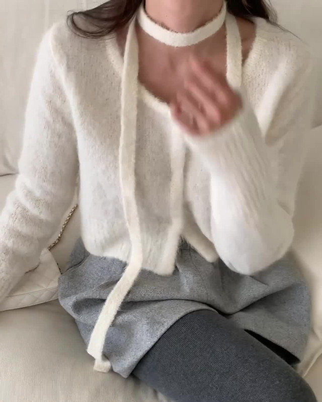 무이버 [그레이당일]riette 리에뜨 니트 타이 울 슬림 롱 머플러 목도리 (3c)