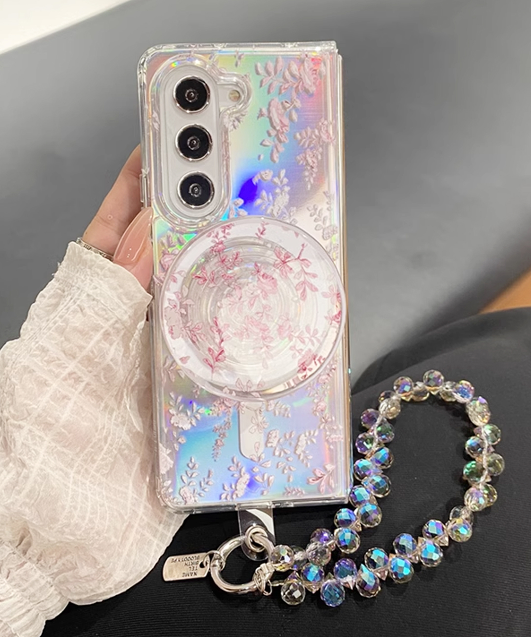 모이몰 갤럭시 Z플립 Z폴드 6 5 4 3 제트플립 제트폴드 태그홀더 비즈 스트랩 맥세이프 스마트 그립 톡 거치대 플라워 투명 하드 홀로그램 지폴드 지플립 플립 폴드 예쁜