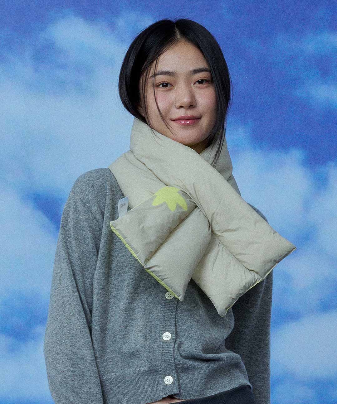 리끌로우 JINI PADDING MUFFLER 4 COLOR 양면 패딩 머플러 리버시블 커플템 추천