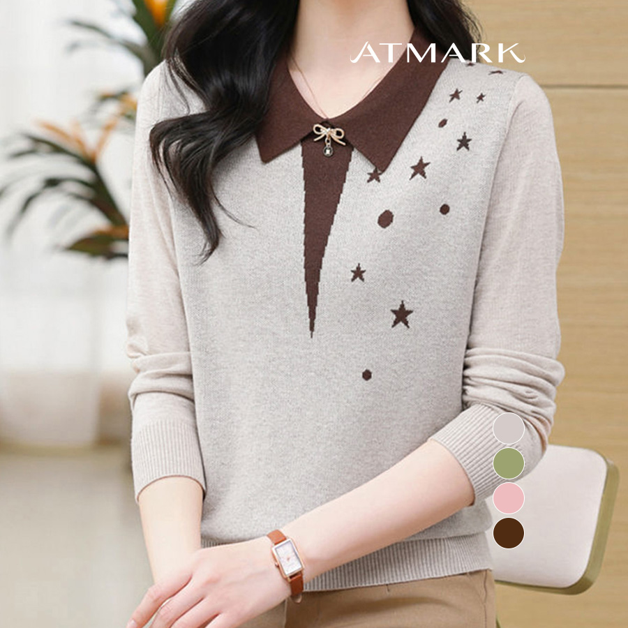 앳마크 ATMARK 스타그래픽배색카라니트_AA46KN072G