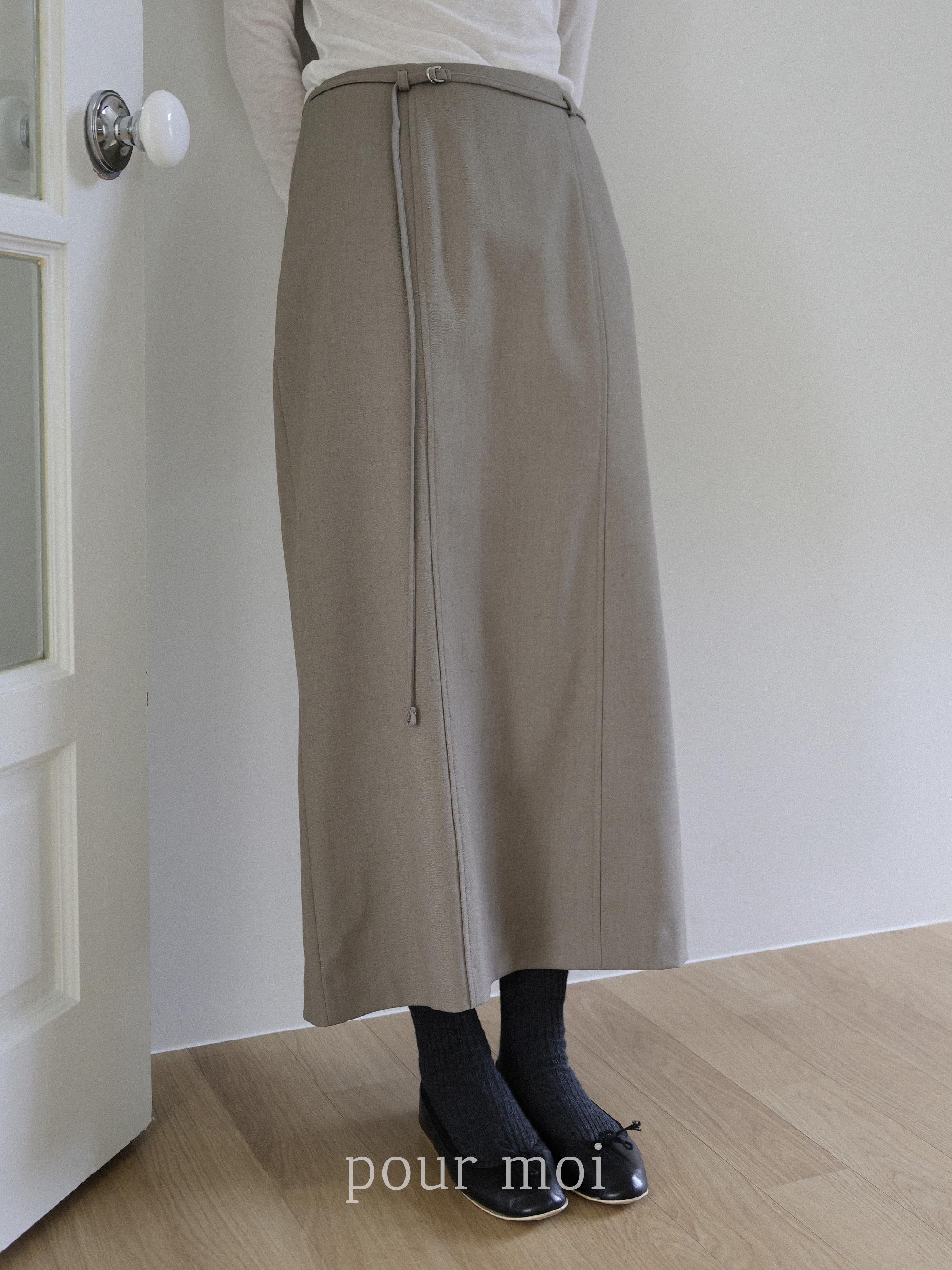 포르모어 보에 롱 스커트 허리 스트랩 H라인 롱치마 (2col)