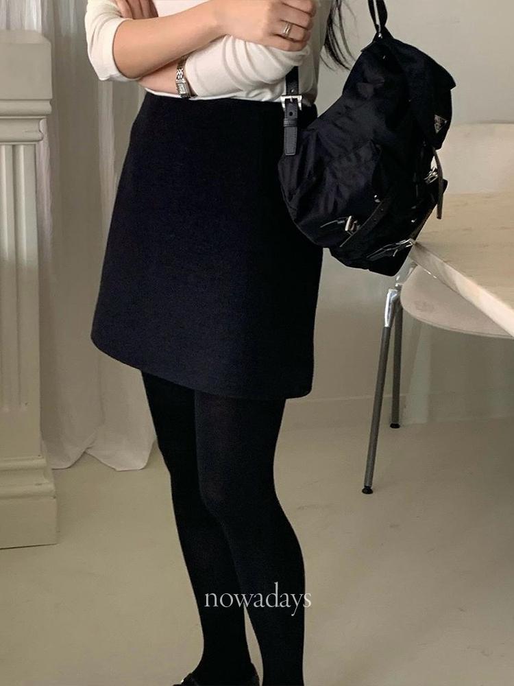 나우어데이즈 jinsim 진심 울리 스커트 울 A라인 베이직 미니 치마 (3col)