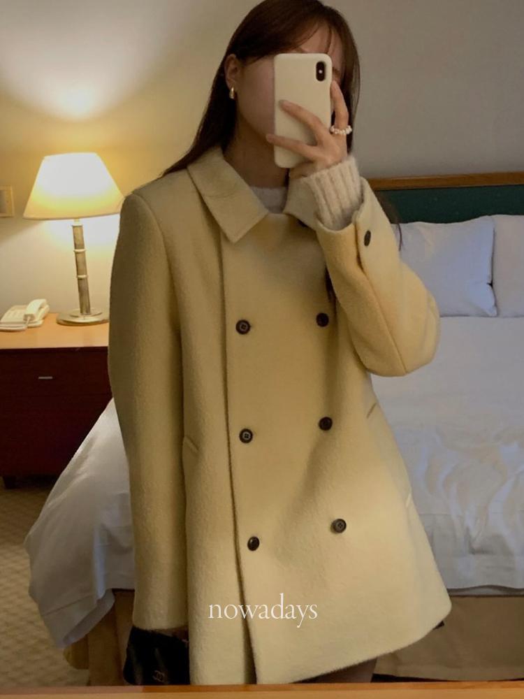 나우어데이즈 miel 미엘 르미엘 코트 울 카라 더블 하프 ct (2col)