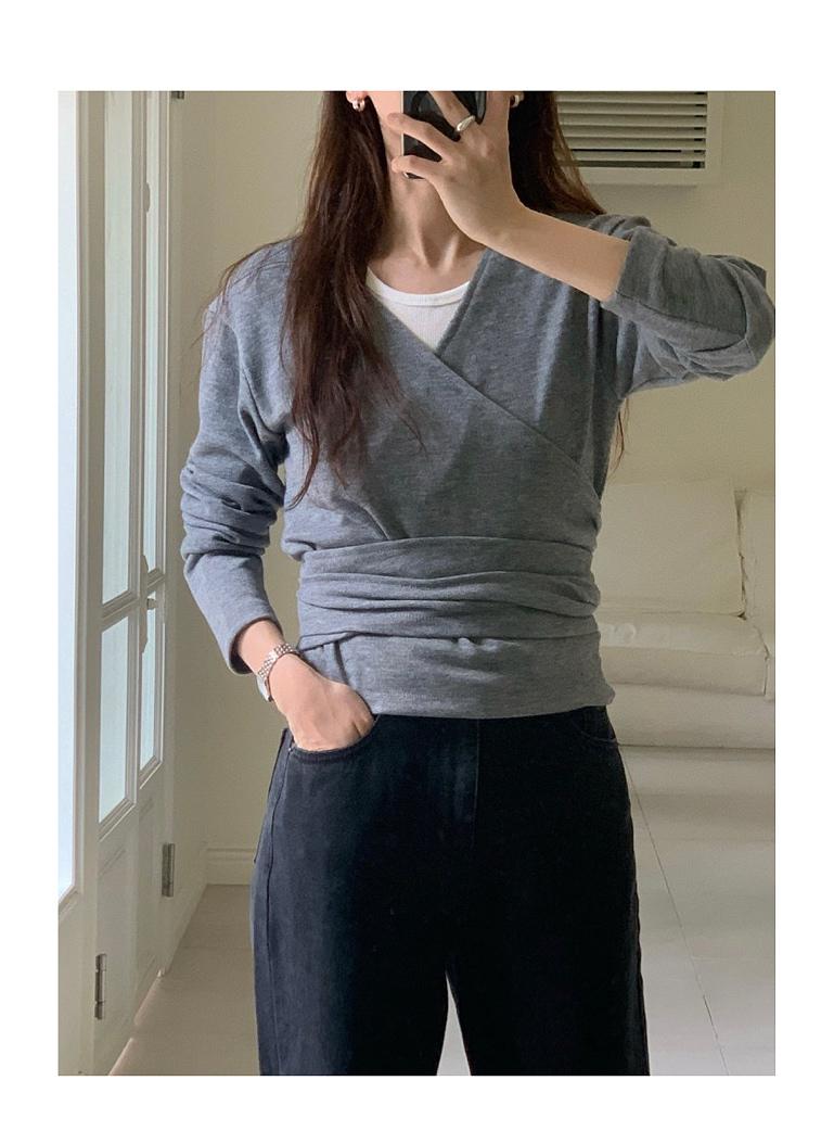 비엔느 fllanel 플라넬 니티드 랩 브이넥 니트 가디건 (2c)