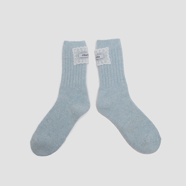 로라로라 LACE LABEL ANGORA SOCKS LIGHT BLUE