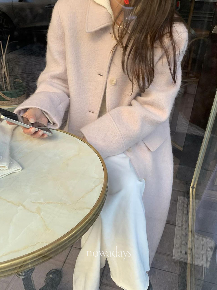 나우어데이즈 핑크 당일 / (재진행) riette 리에뜨 모그 코트 울 모헤어 카라 싱글 롱 ct (2col)