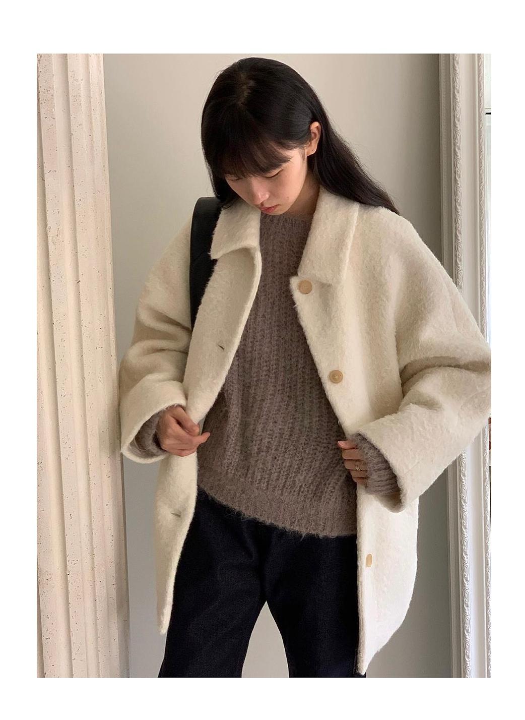 비엔느 Jinsim 진심 밀란 수리 알파카 하프 코트 (2c)