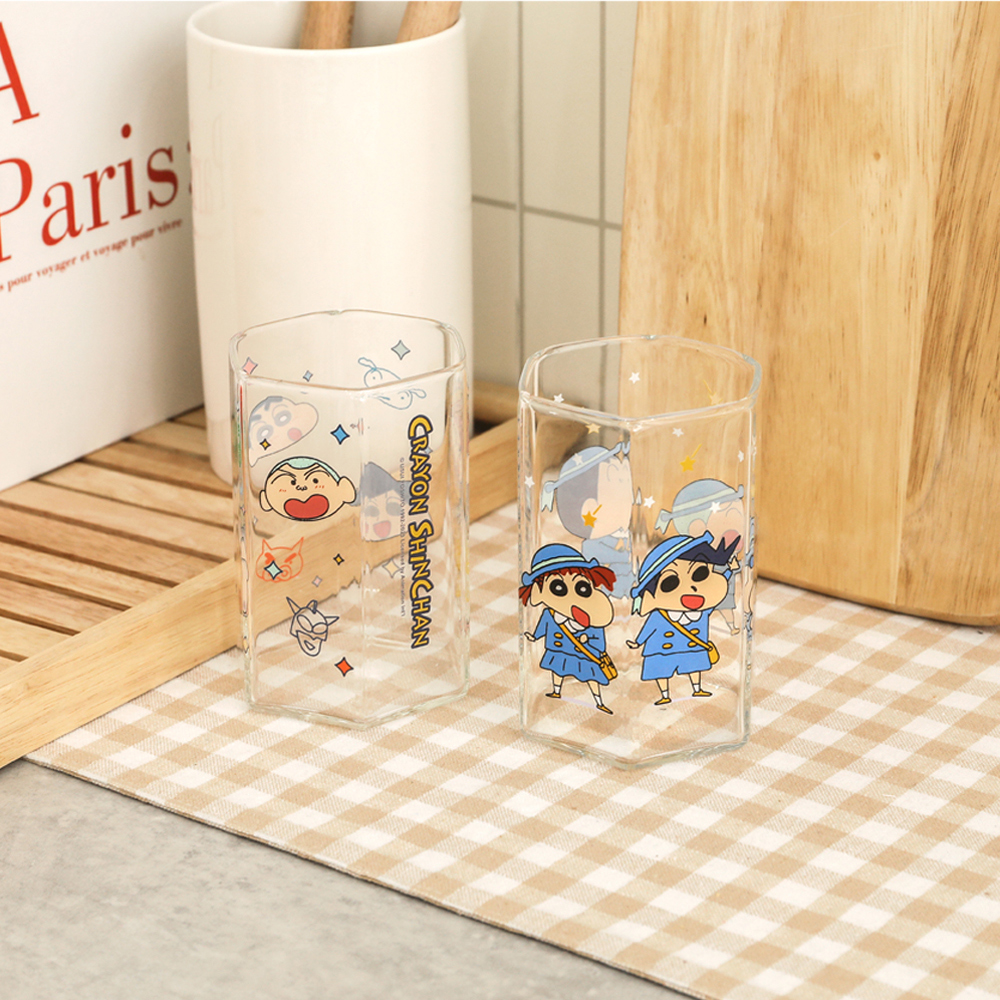 알럽하우스 정품 소장가치 짱구 초코비 내열 유리컵 360ml 1P