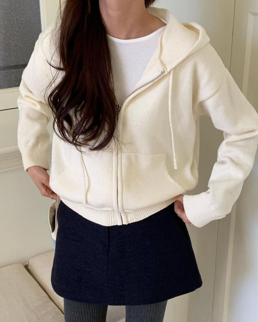 블루밍피그 리에뜨 로드 니트 집업 riette 캐주얼 후드 레이어드 가디건