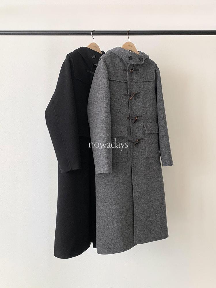 나우어데이즈 OUNCE 온스 울 더플 코트 핸드메이드 후드 떡볶이 싱글 롱 ct (2col)