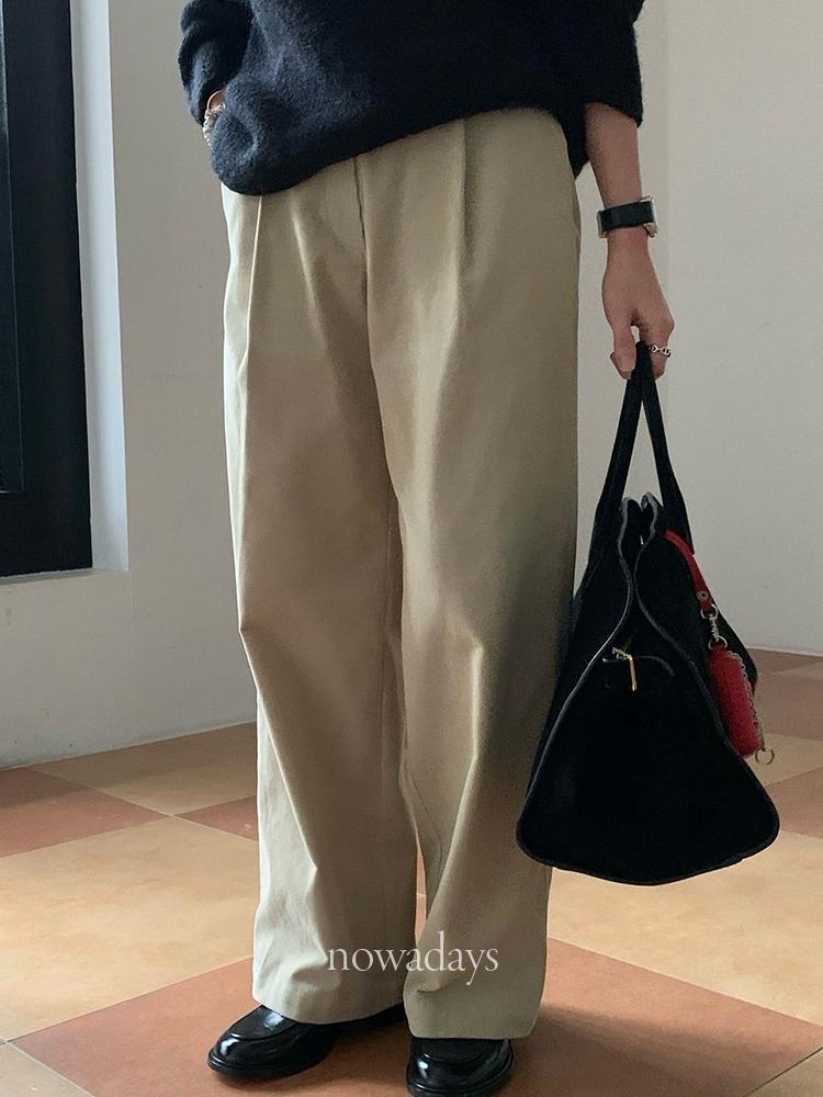 나우어데이즈 S 당일 / BR 토니 골덴 팬츠 코튼 일자 와이드 핀턱 코듀로이 바지 (2col)