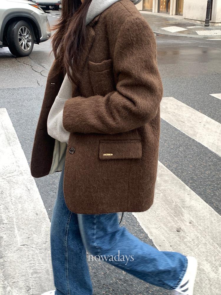 나우어데이즈 underson 언더슨 라이언 자켓 알파카 울 카라 싱글 jk (2col)