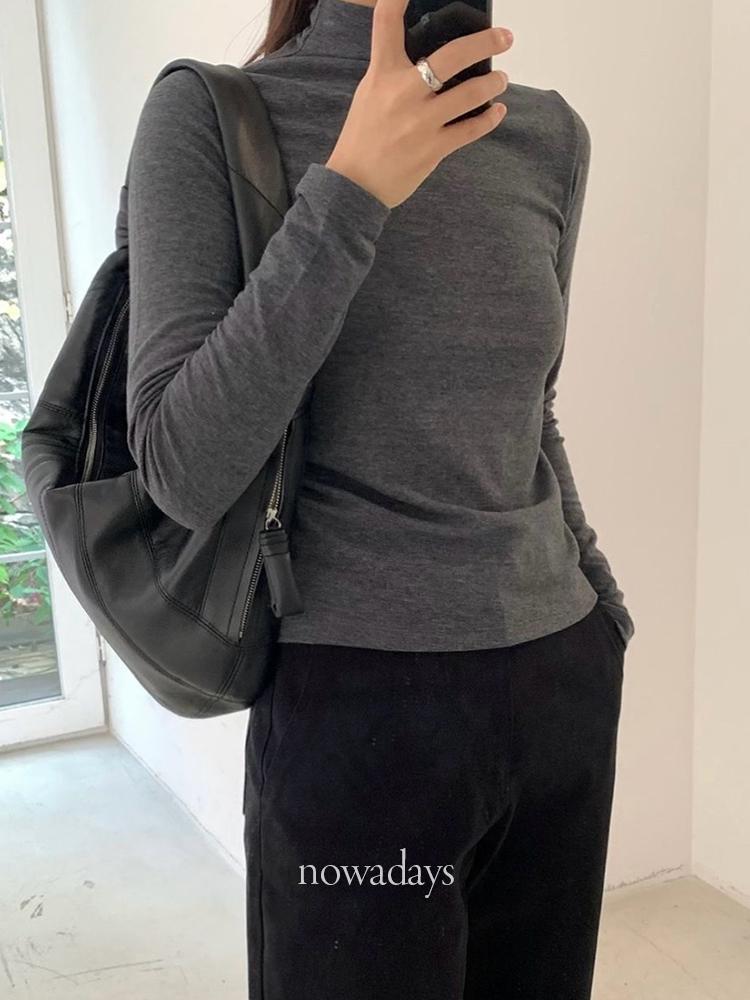 나우어데이즈 monique 모니크 로지 하프 폴라 티셔츠 터틀넥 긴팔 반폴라 데일리 t (4col)