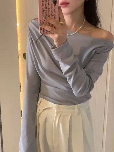 프렌치오브 하객룩4만장돌파 Made 수플레 봄 오프숄더 셔링 드레이프 골지 티셔츠6color 발레코어룩하객룩데이트룩격식룩꾸안꾸룩소개팅룩