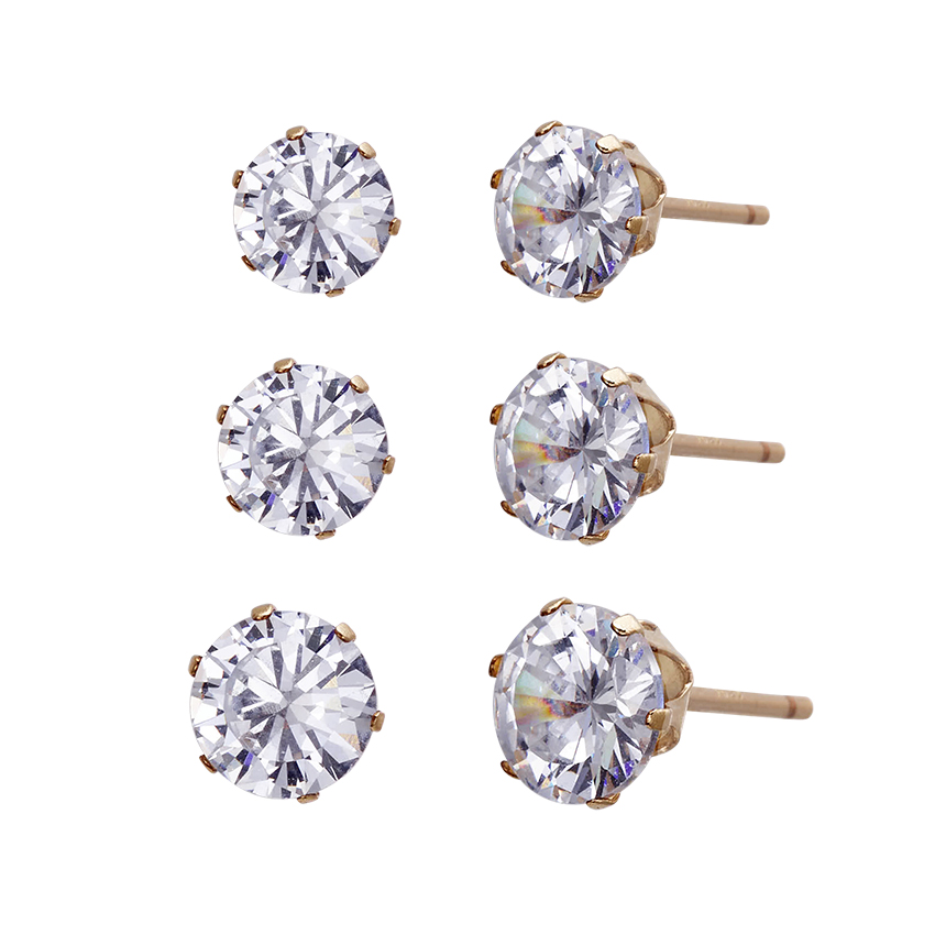 미미제이 [자체제작/3size]🖤 14K GF 큐빅 6프롱 스냅 귀걸이